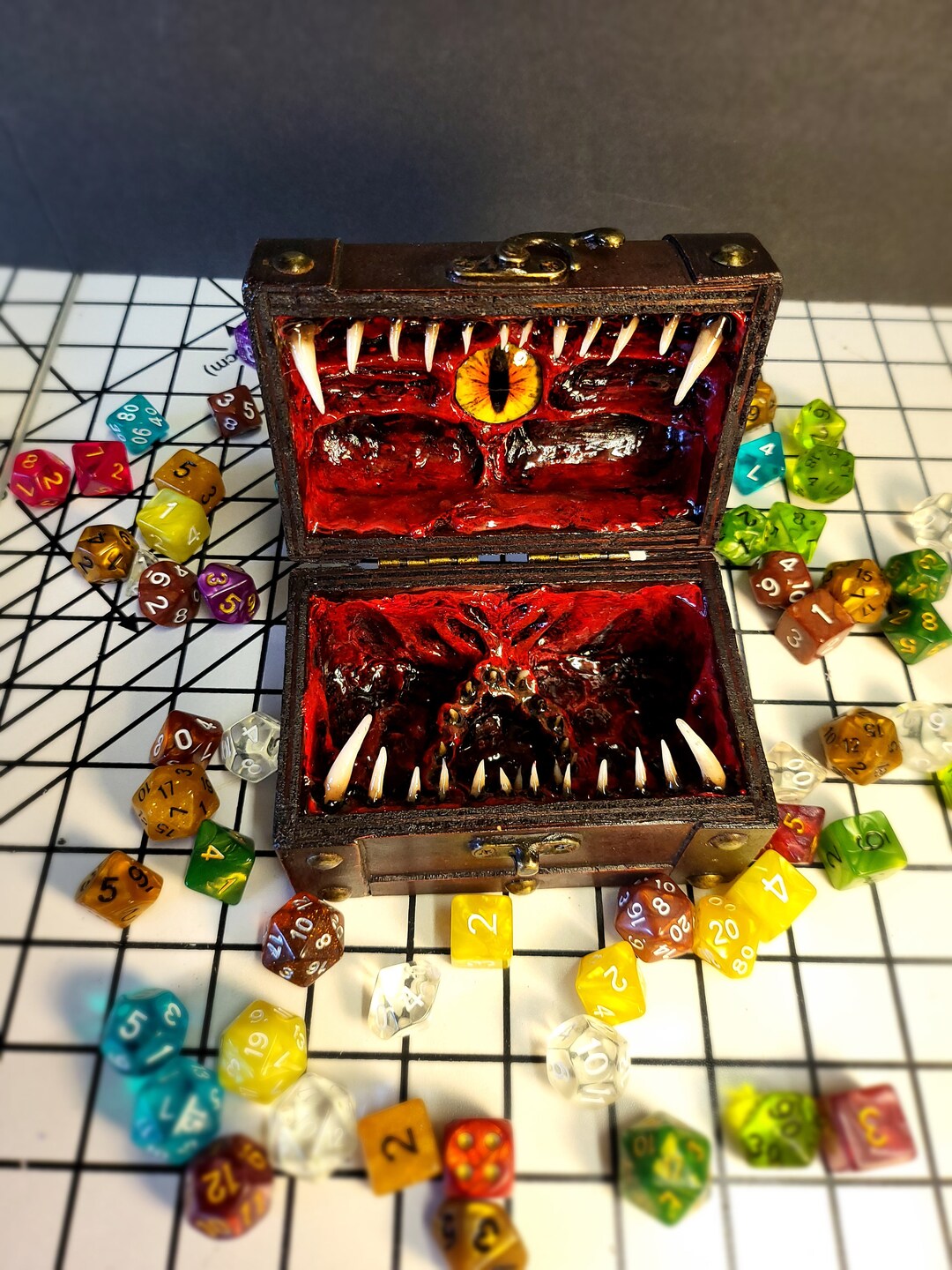 Red Brown Arched Wood Mimic Box - Double Mouth - Etsy