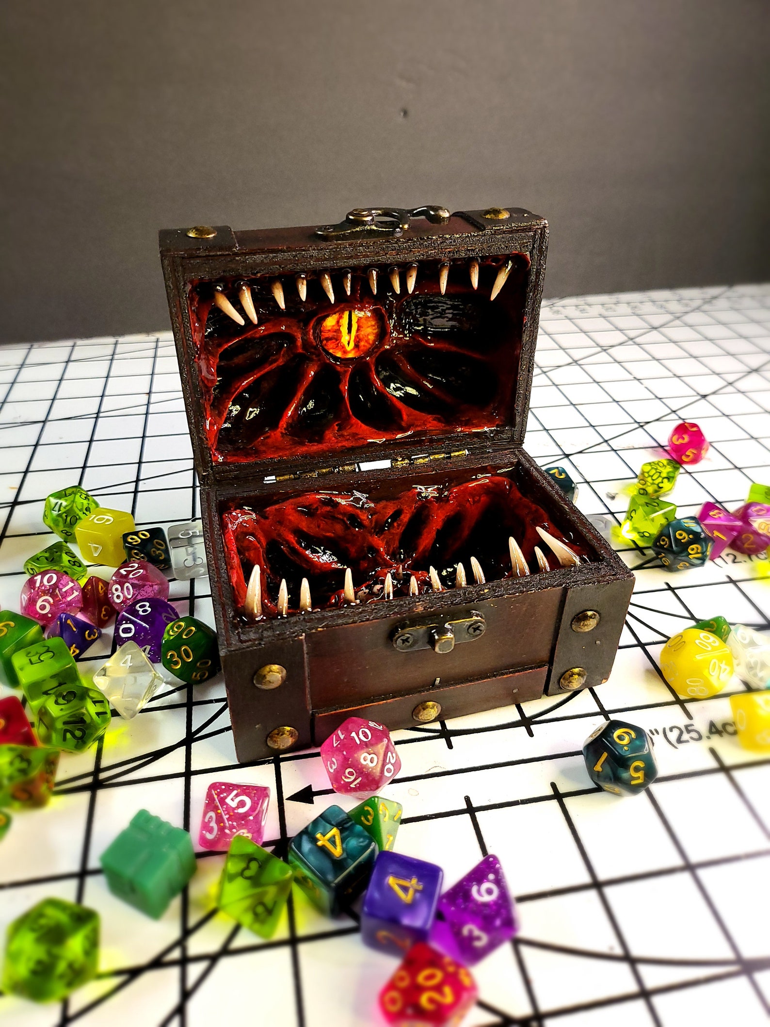 Double Mouth Lungs - Red Brown Arched Wood Mimic Box - Etsy