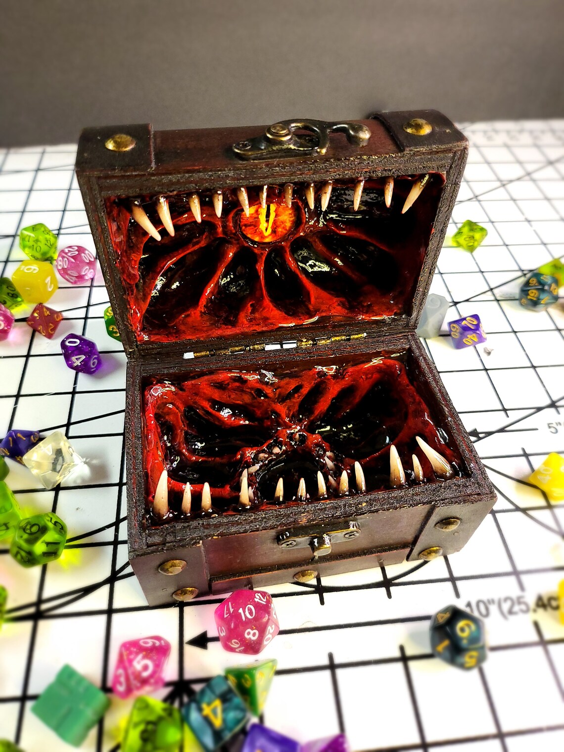 Double Mouth Lungs Red Brown Arched Wood Mimic Box - Etsy