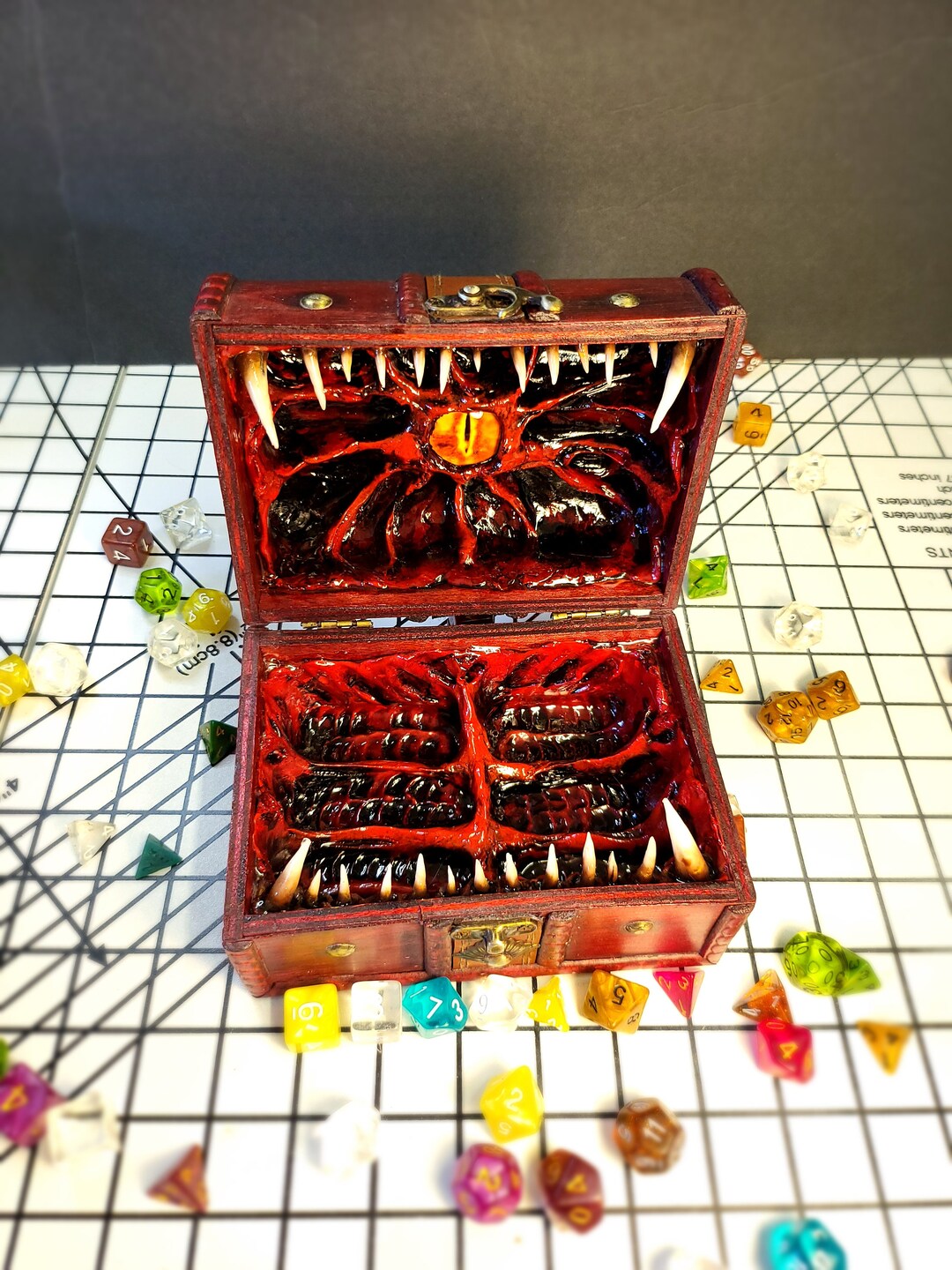 Medium Antique Vintage Wood Mimic Box - (tentacles & Standard Base W ...