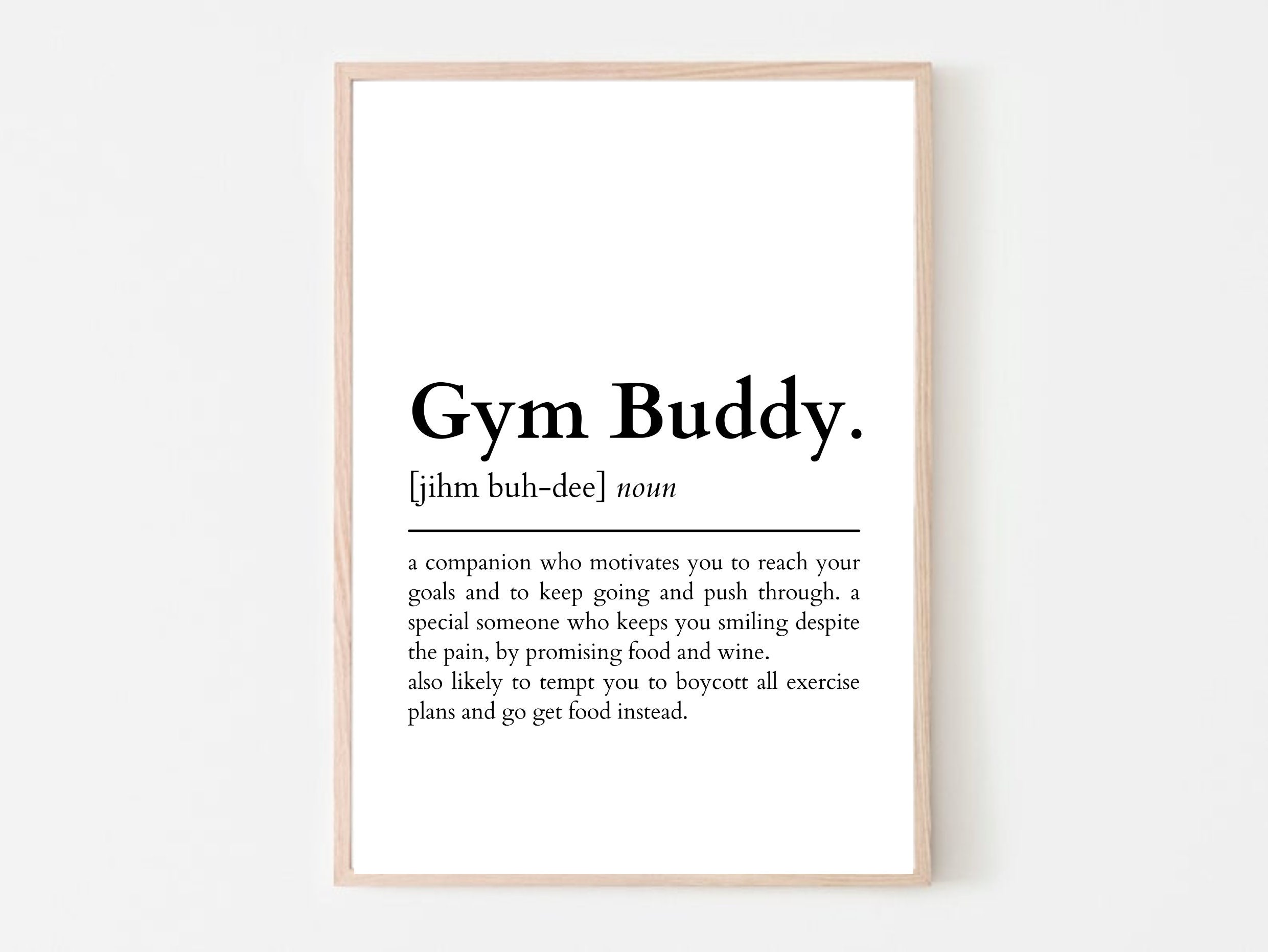 Gym Buddy Definition Print | Gym Partner Gift | Gym Bestie Gift ...