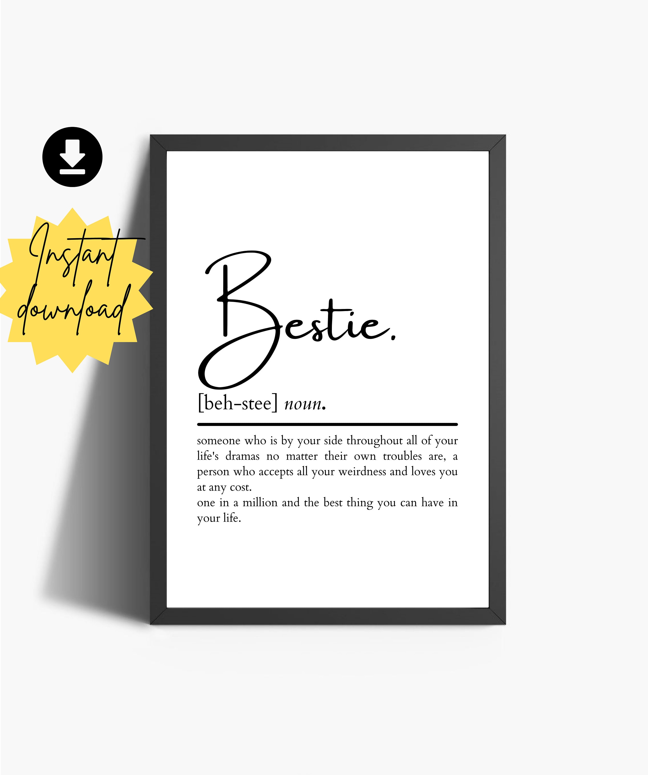 Bestie Definition Dictionary Style Print Relationship Gifts Love Prints ...