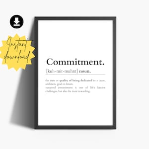 Commitment Definition Print | Motivational Print | Dictionary Style ...