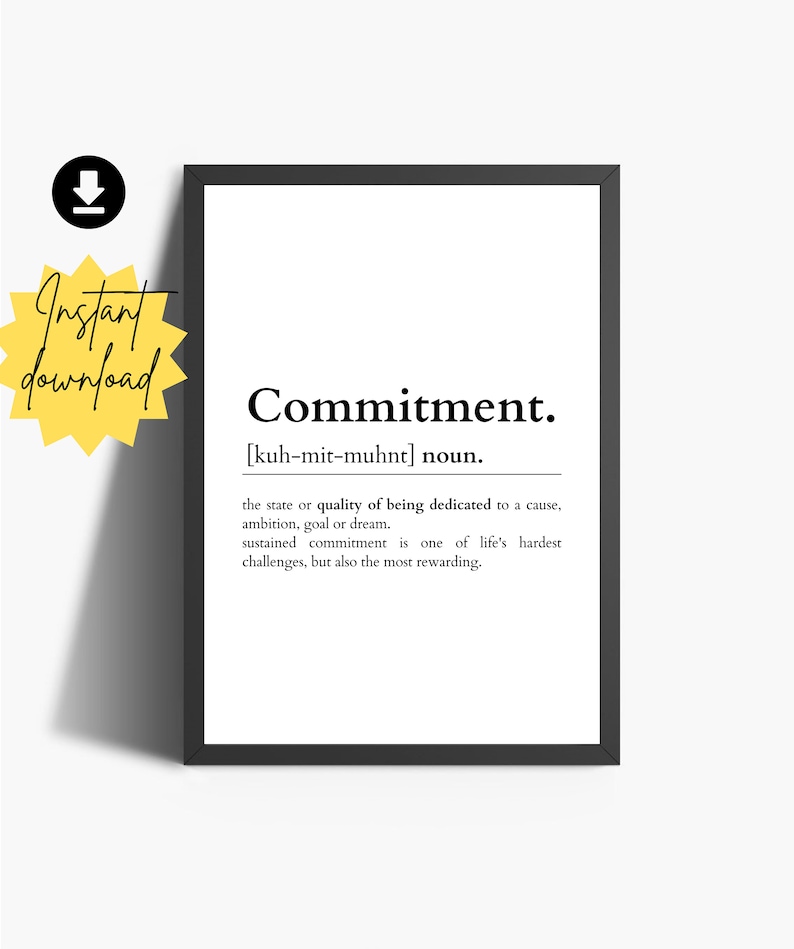 Commitment Definition Print | Motivational Print | Dictionary Style ...