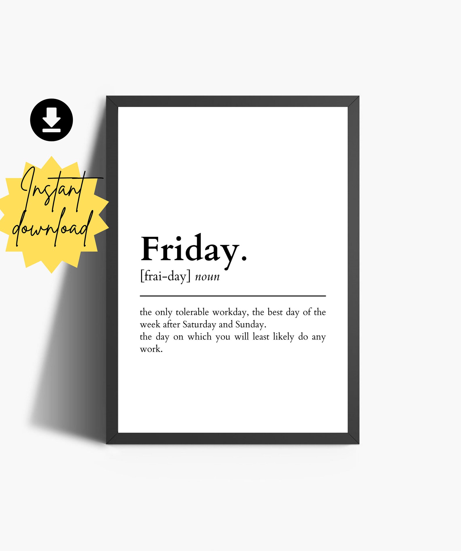 Friday Definition Print: Funny Office Wall Art (digital Download) - Etsy