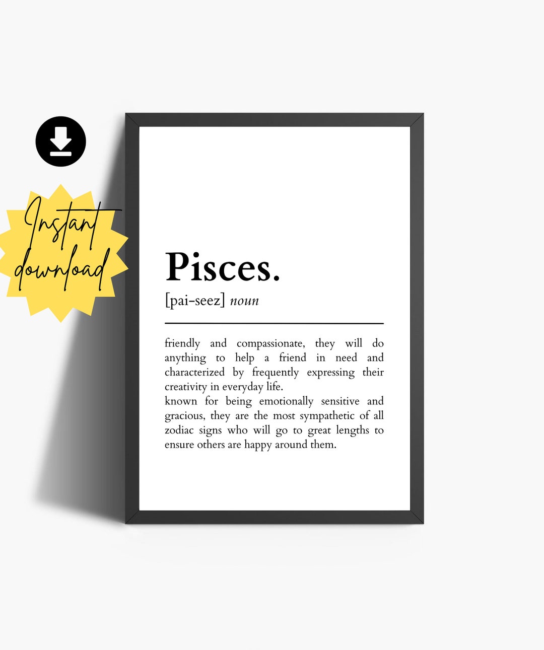 Pisces Definition Print | Zodiac Prints | Zodiac Wall Art | Pisces Wall ...