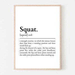 Squat Definition Prints | Gym Wall Art | Workout Motivation | Fitness ...
