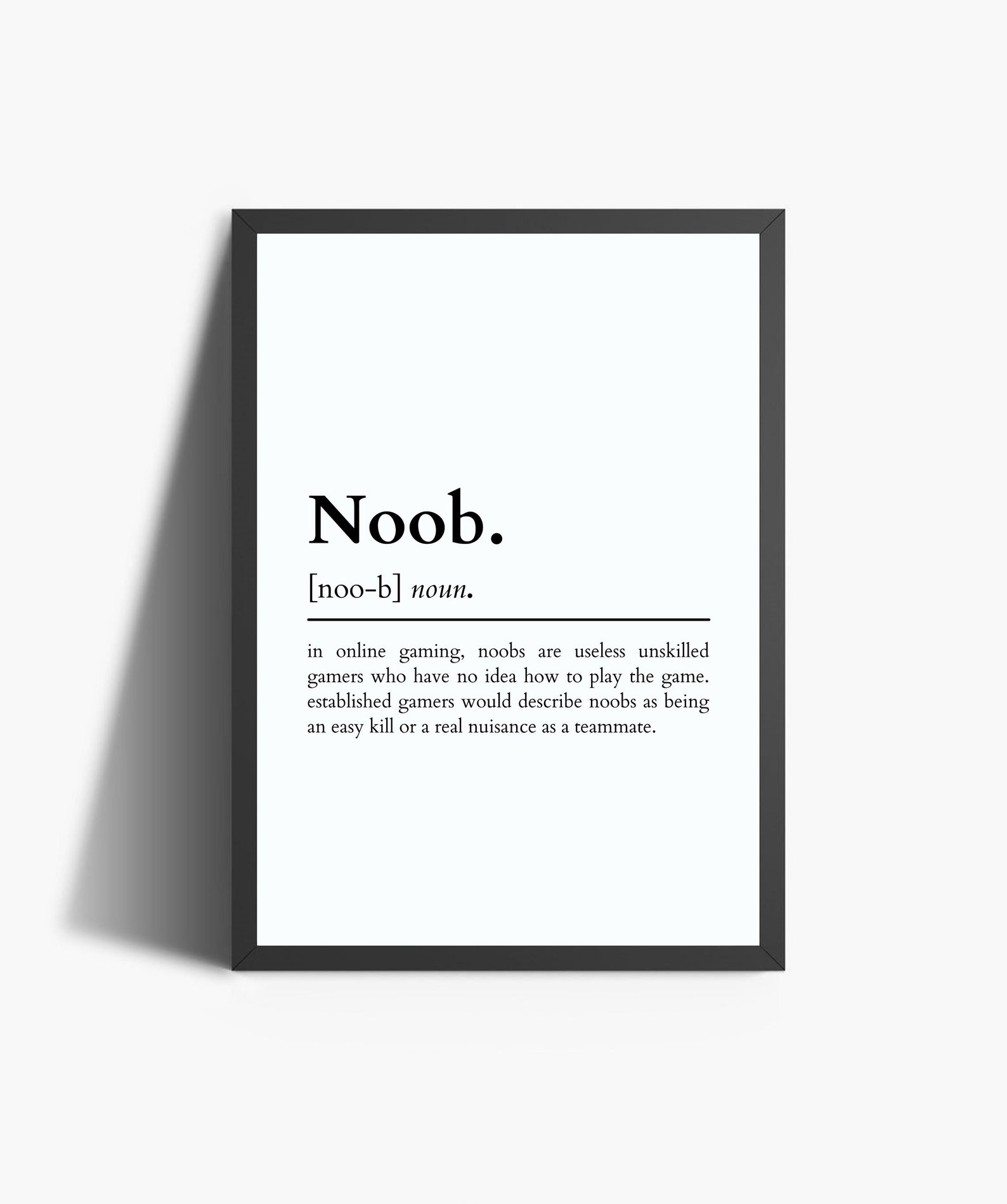 Noob Definition Print Game Room Wall Art Gaming Prints | Etsy