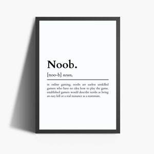Noob Definition Print | Game Room Wall Art | Gaming Prints | Gamer ...