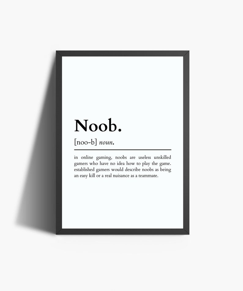 Noob Definition Print Game Room Wall Art Gaming Prints Gamer Gifts Boys ...