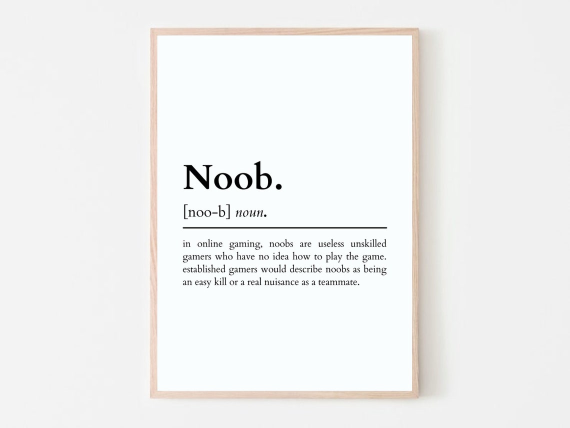 Noob Definition Print Game Room Wall Art Gaming Prints - Etsy