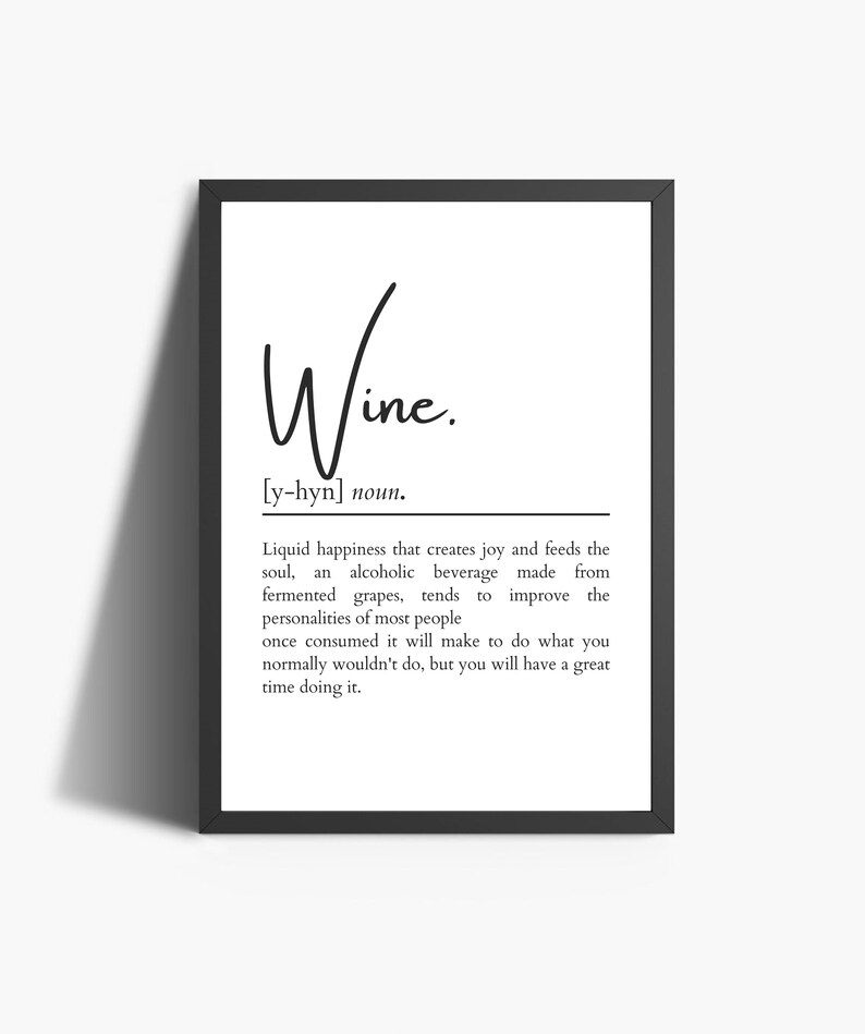 Wine Definition Print: Dictionary Style Kitchen Wall Art (digital ...