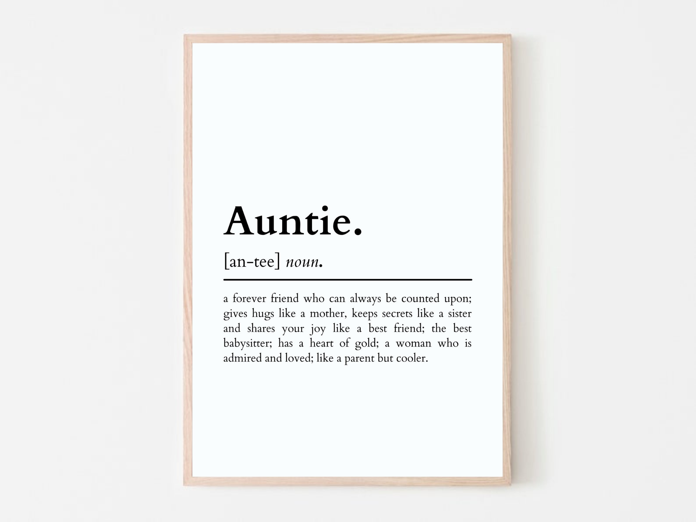 Auntie Definition Print Typography Print Gift for Auntie Dictionary ...