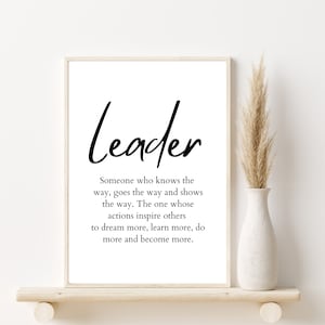 Leader Definition Print | Retirement Gift for Boss | Thank You Gifts ...
