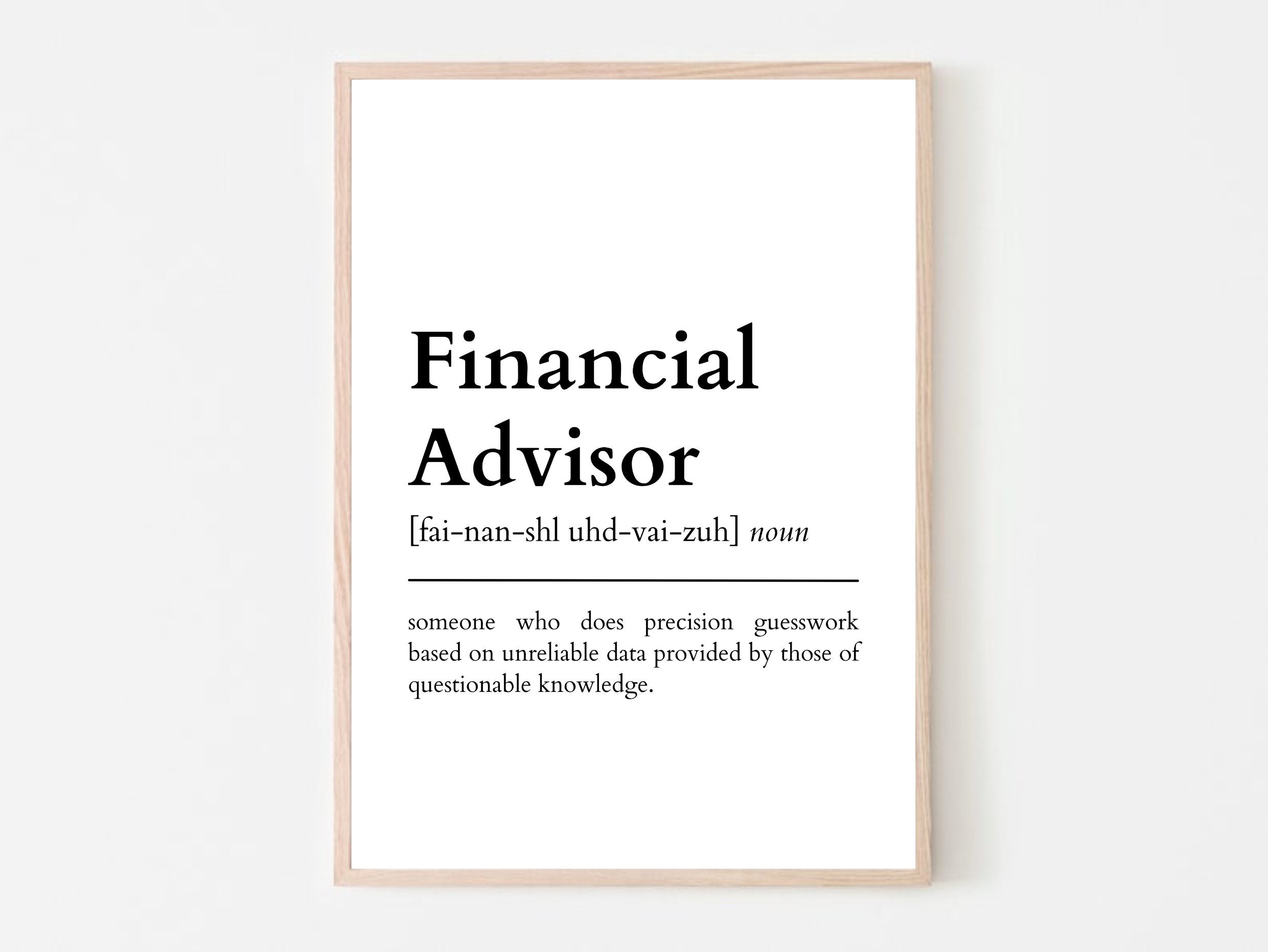 Financial Advisor Definition Print Gift for Accountant Finance Wall Art ...