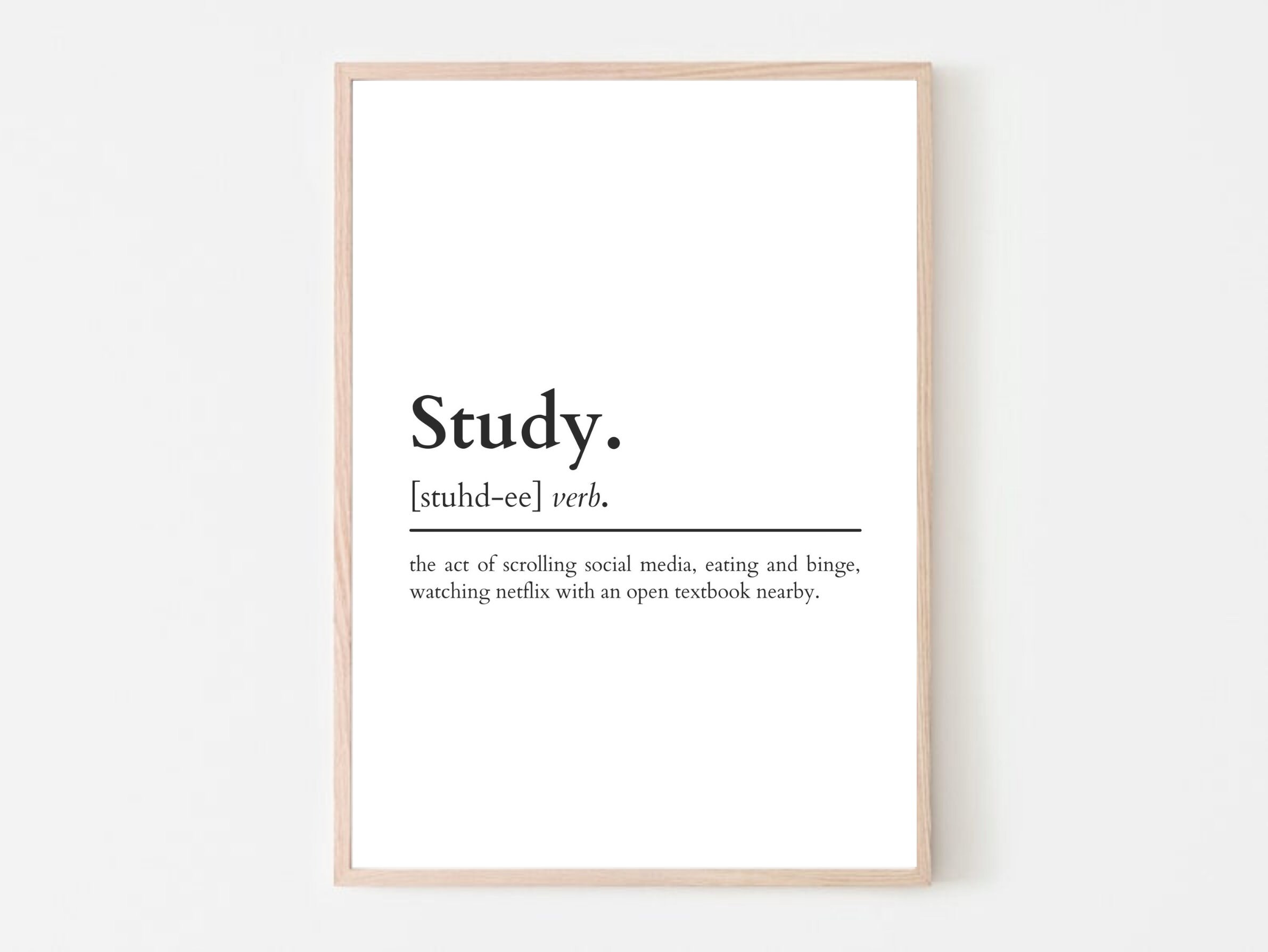 Study Definition Print | Gifts for Students | Study Room Print | Study ...