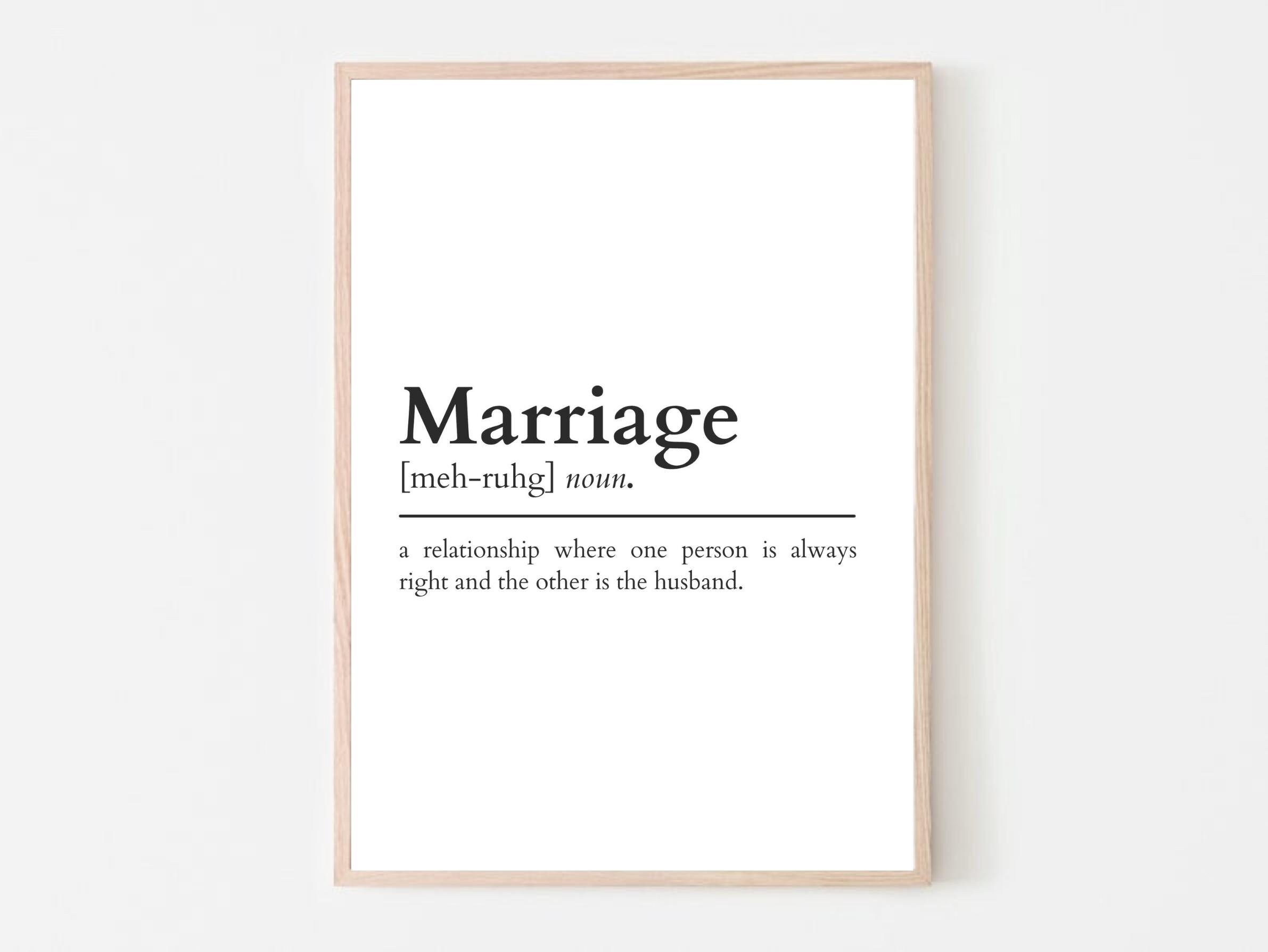 Marriage Definition Print Marriage Card Marriage Gift Wedding Gift ...