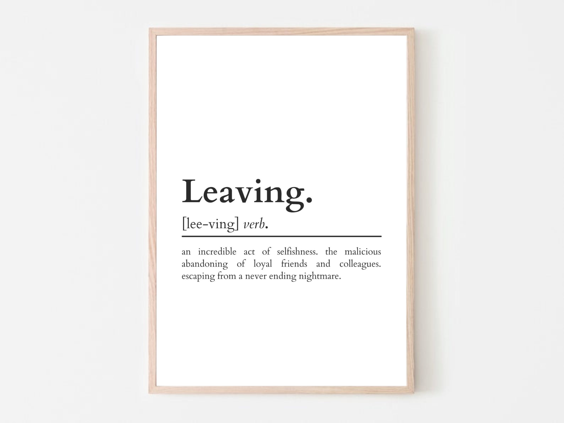 Leaving Definition Print Farewell Gifts Gift for Coworker Dictionary ...