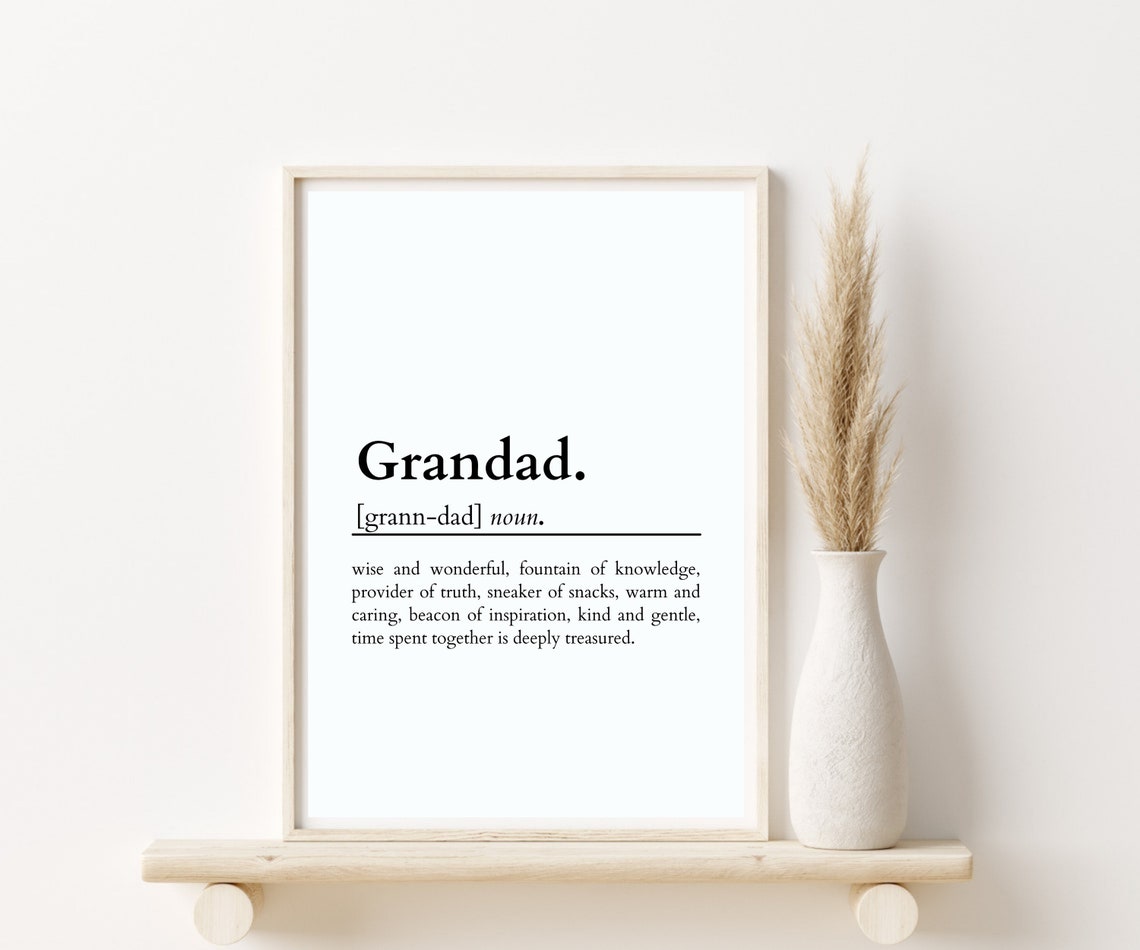 Grandad Definition Print Gifts for Grandad Grandad Gifts Home Decor ...