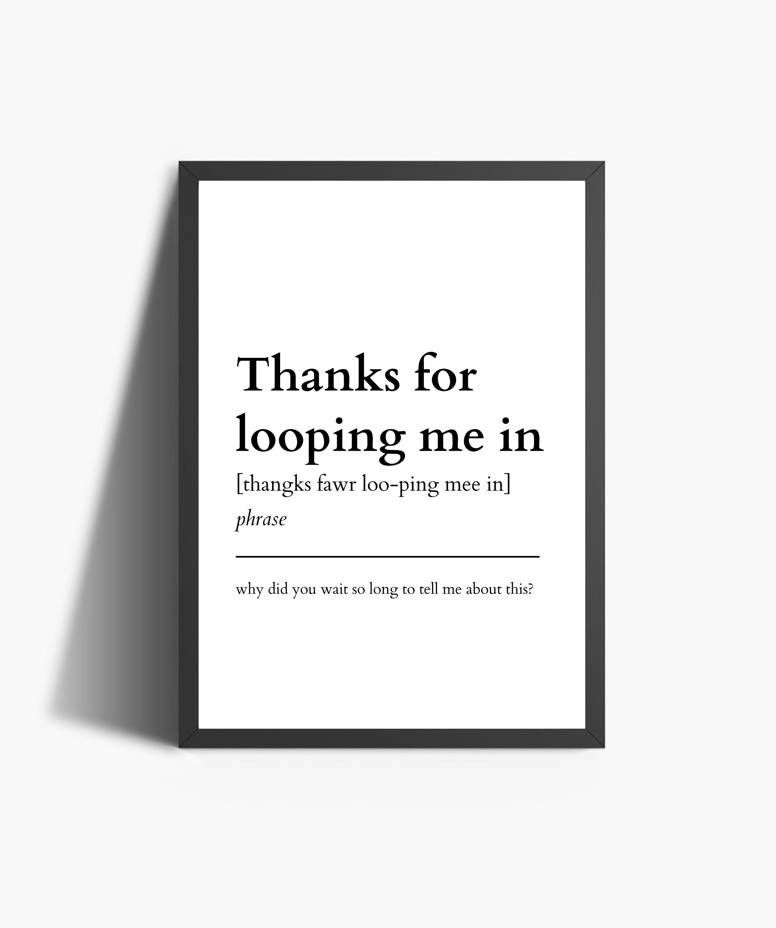 Funny Definition Prints Thanks for Looping Me in Funny Office Decor ...