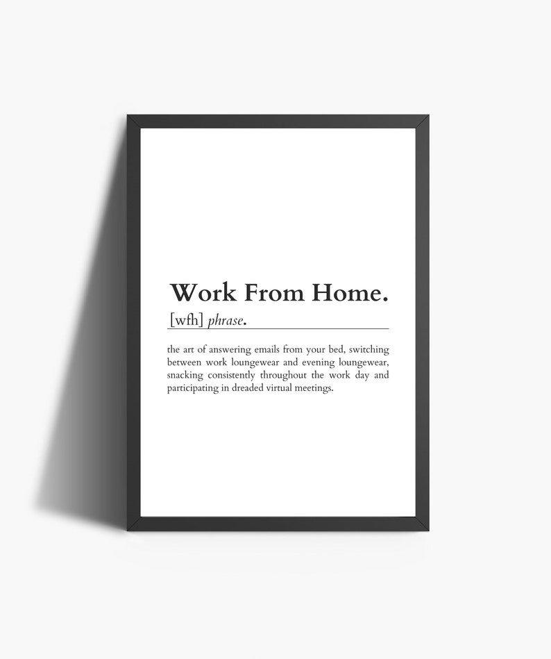 Work From Home Definition Dictionary Style Definition Print - Etsy