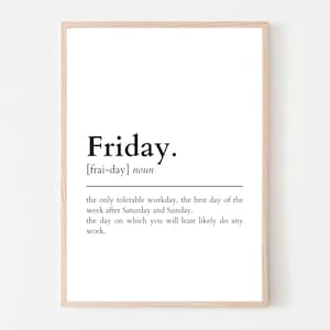 Friday Definition Print: Funny Office Wall Art (digital Download) - Etsy