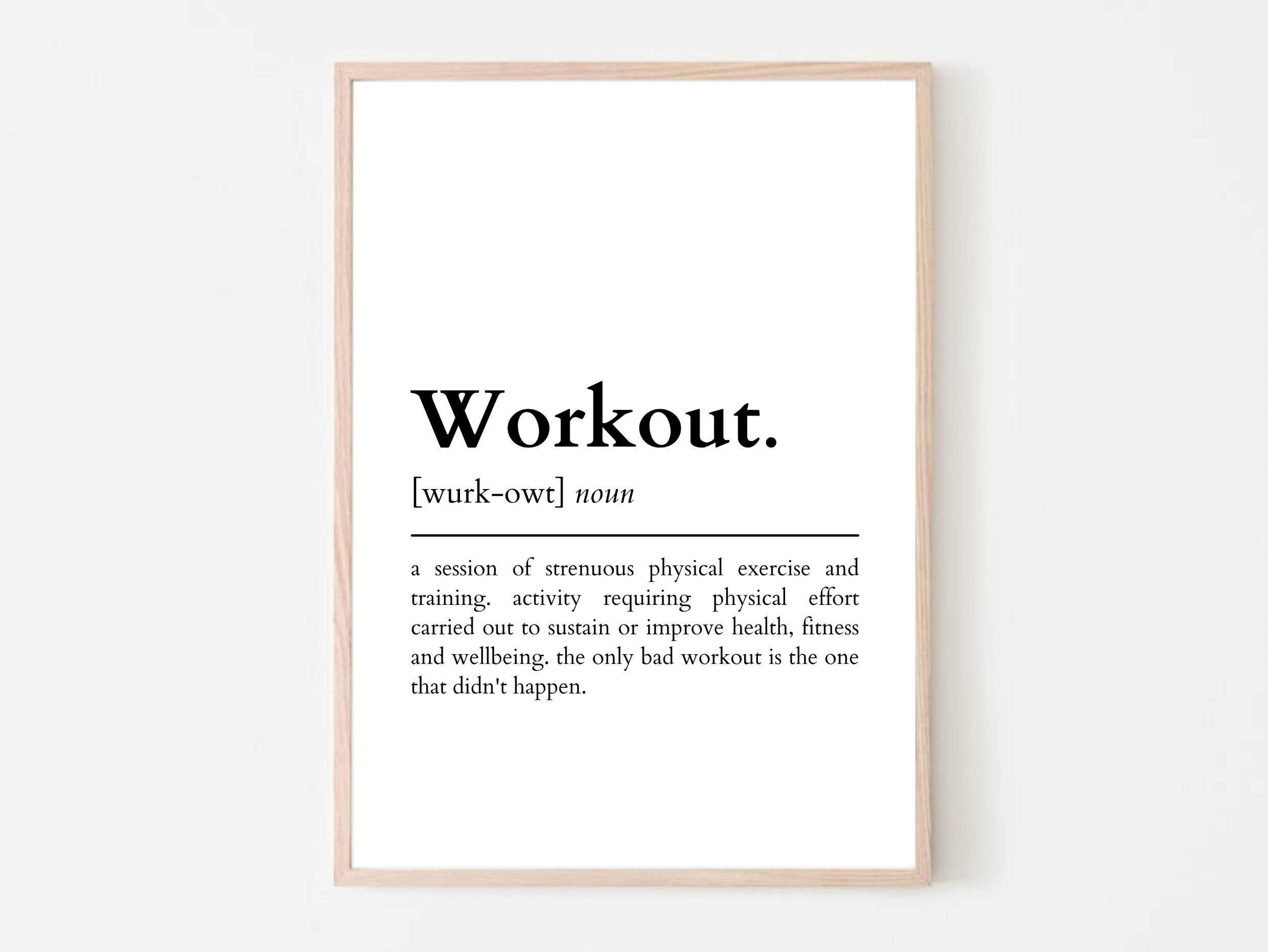 Workout Definition Print Gym Motivational Wall Art Home Gym Wall Art ...
