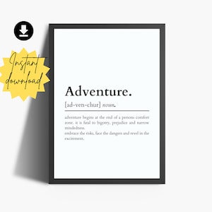 Adventure Definition Print | Inspirational Quotes Prints | Motivational ...