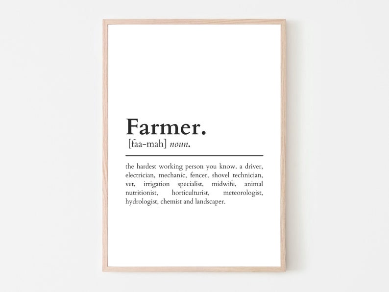 Farmer Definition Print | Gift for Formers | Card for Farmers ...