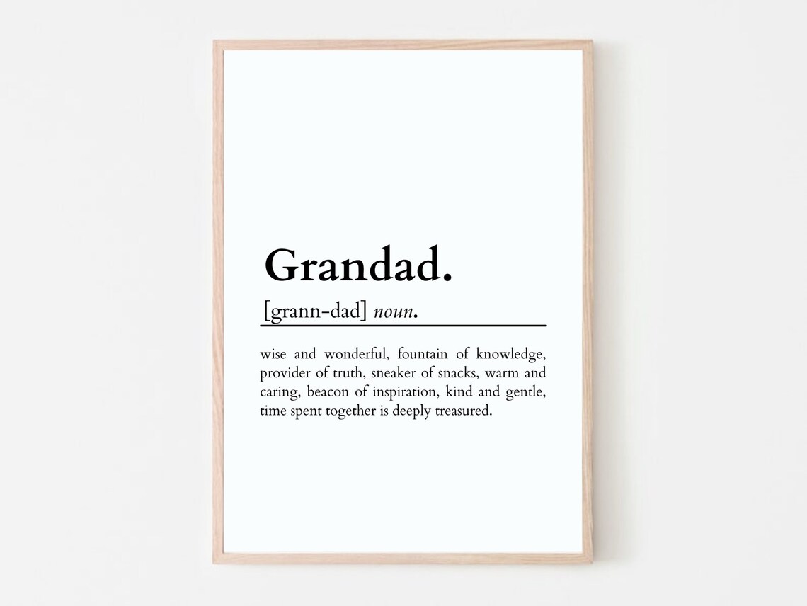 Grandad Definition Print Gifts for Grandad Grandad Gifts Home Decor ...