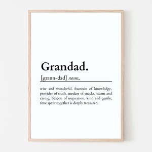 Grandad Definition Print | Gifts for Grandad | Grandad Gifts | Home ...