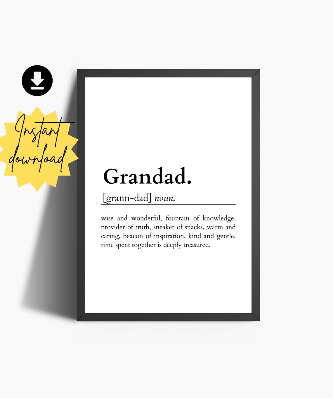 Grandad Definition Print Gifts for Grandad Grandad Gifts Home Decor ...