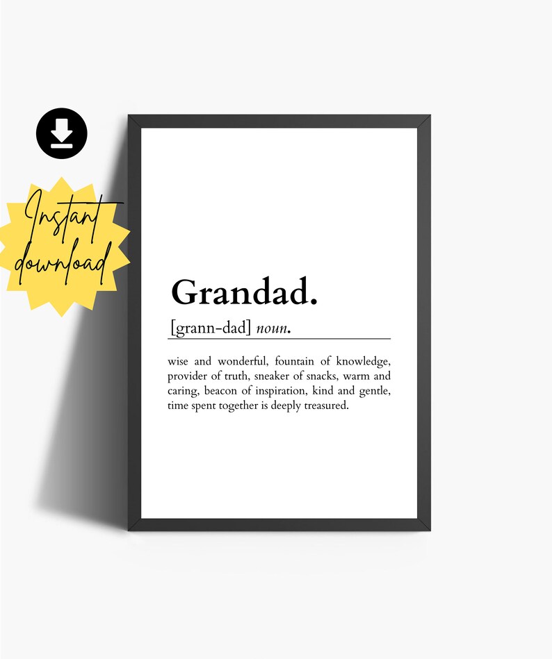 Grandad Definition Print: Dictionary Wall Art (digital Download) - Etsy