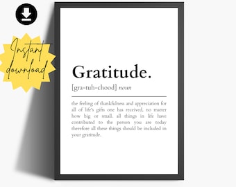 Gratitude Definition Inspirational Quotes Prints Office Decor ...