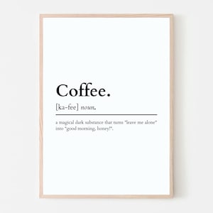 Coffee Definition Print | Printable Coffee Definition | Gift for Coffee ...
