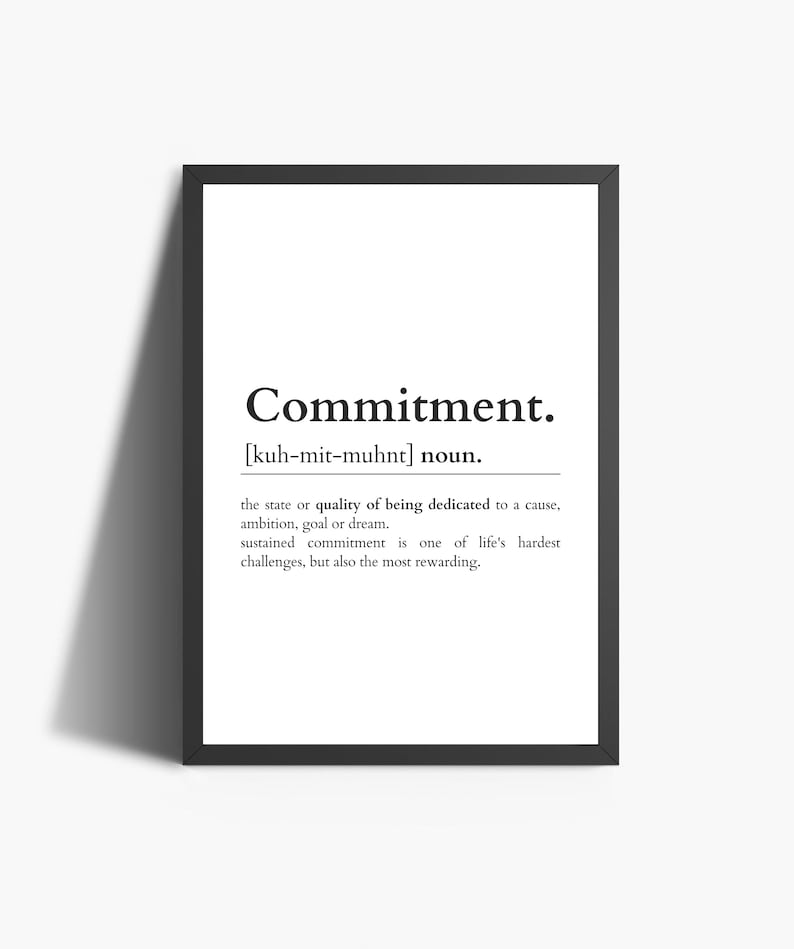 Commitment Definition Print Motivational Print Dictionary - Etsy Canada