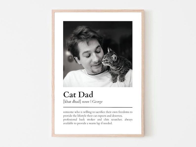 Personalized Cat Dad Definition Print, Cat Photo Gift (digital Download ...