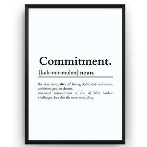 Commitment Definition Print Motivational Print - Etsy