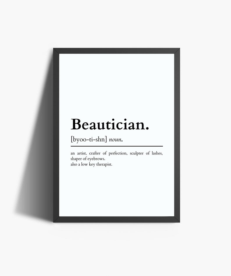 Beautician Definition Print Gifts for Her Gifts for Beautician Salon ...