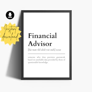 Financial Advisor Definition Print | Gift for Accountant | Finance Wall ...