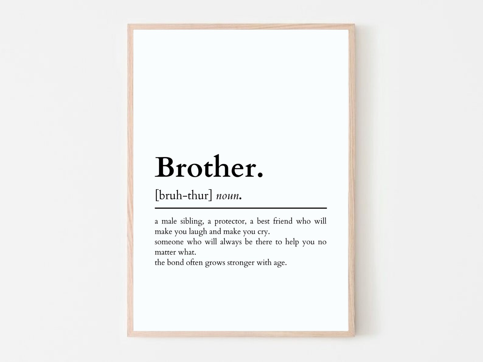 Brother Definition Print Bedroom Wall Art Gifts for Him Gift for ...