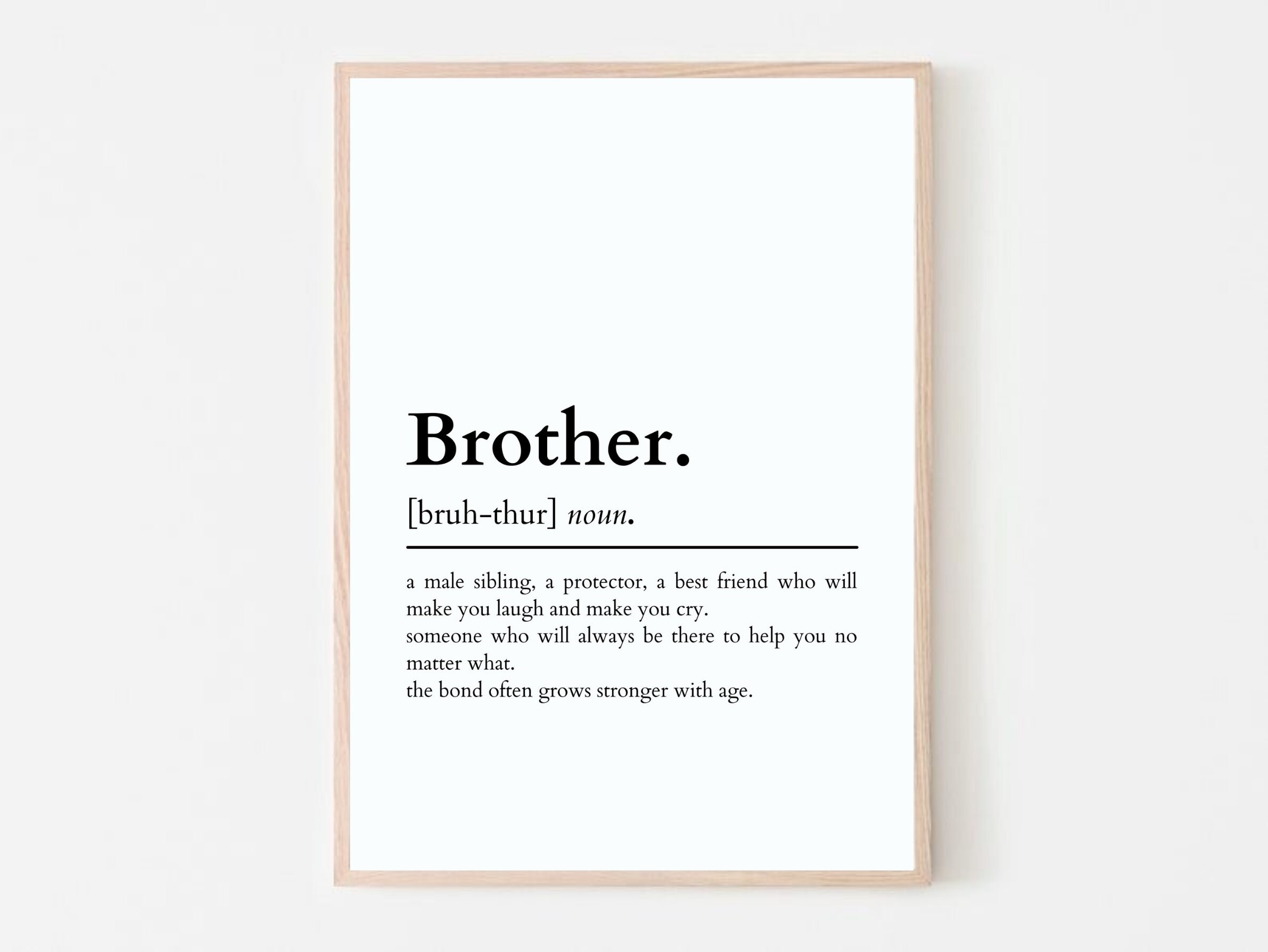 Brother Definition Print Bedroom Wall Art Gifts for Him Gift for ...