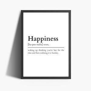 Happiness Definition Print: Dictionary Typography Art (digital Download ...