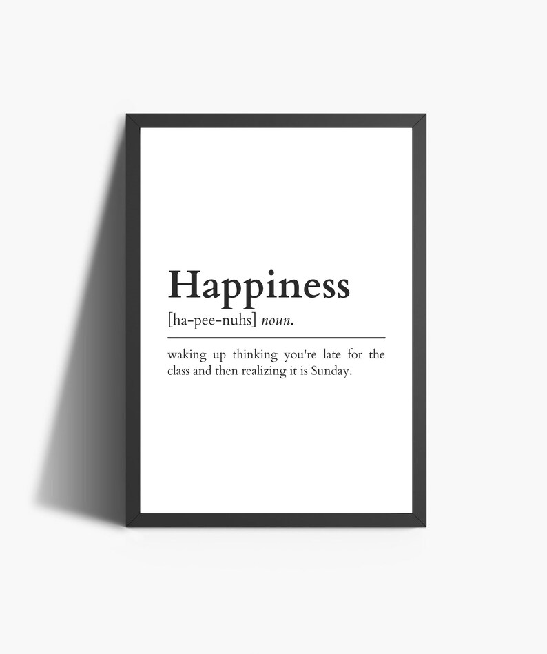Happiness Definition Print: Dictionary Typography Art (digital Download ...