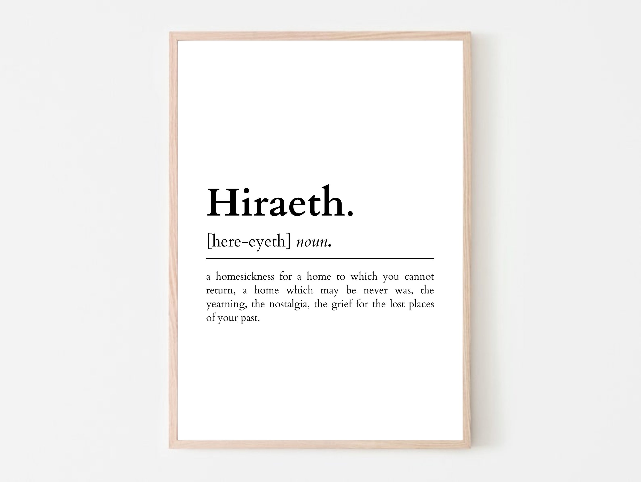 Hiraeth Definition Print Welsh Words Welsh Sayings Welsh Print Bedroom ...