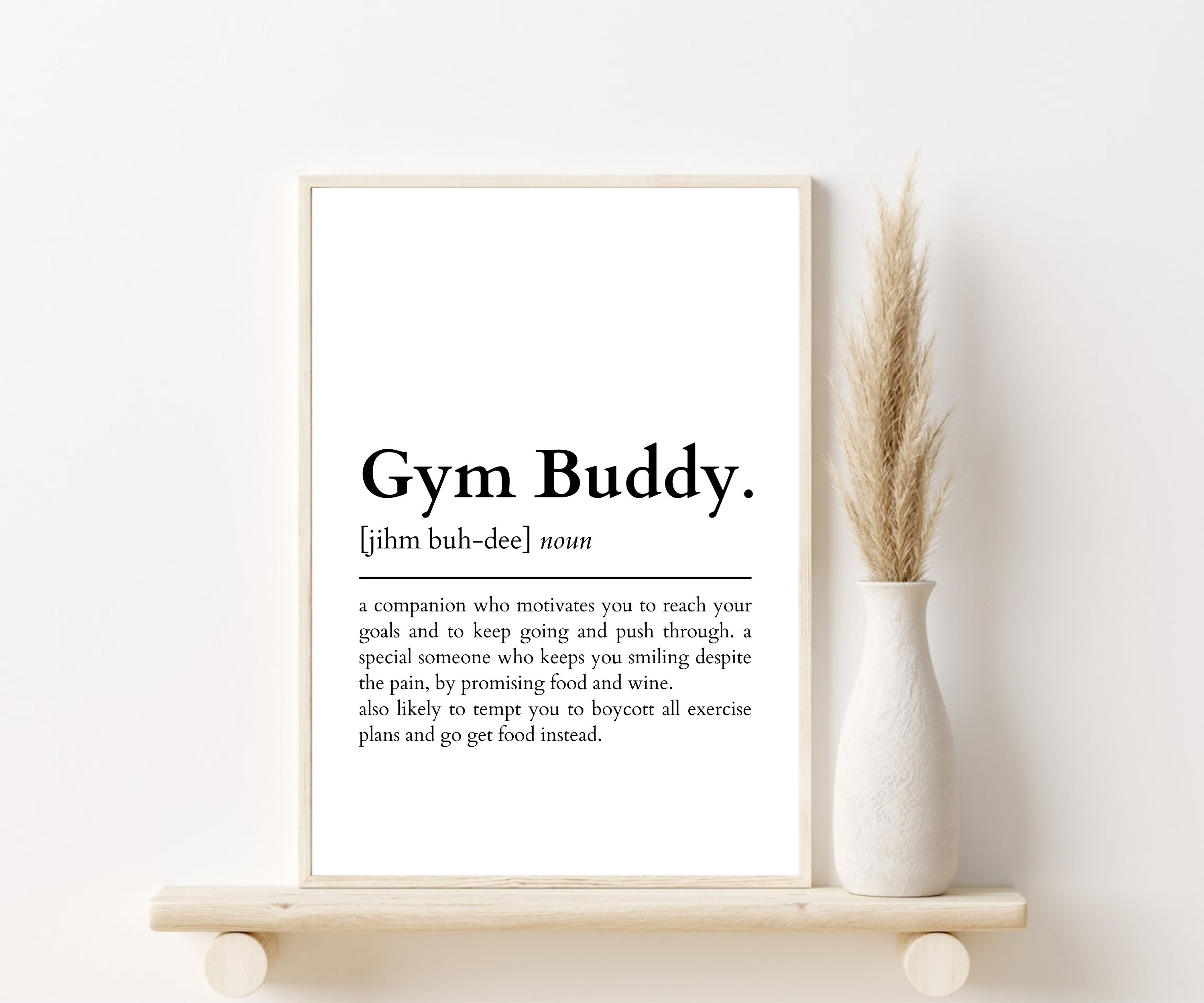 Gym Buddy Definition Print | Gym Partner Gift | Gym Bestie Gift ...
