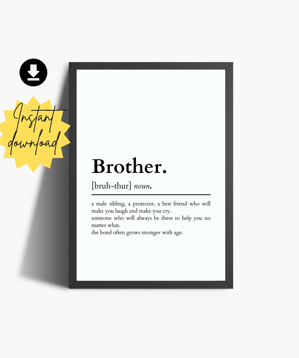 Brother Definition Print Bedroom Wall Art Gifts for Him Gift for ...