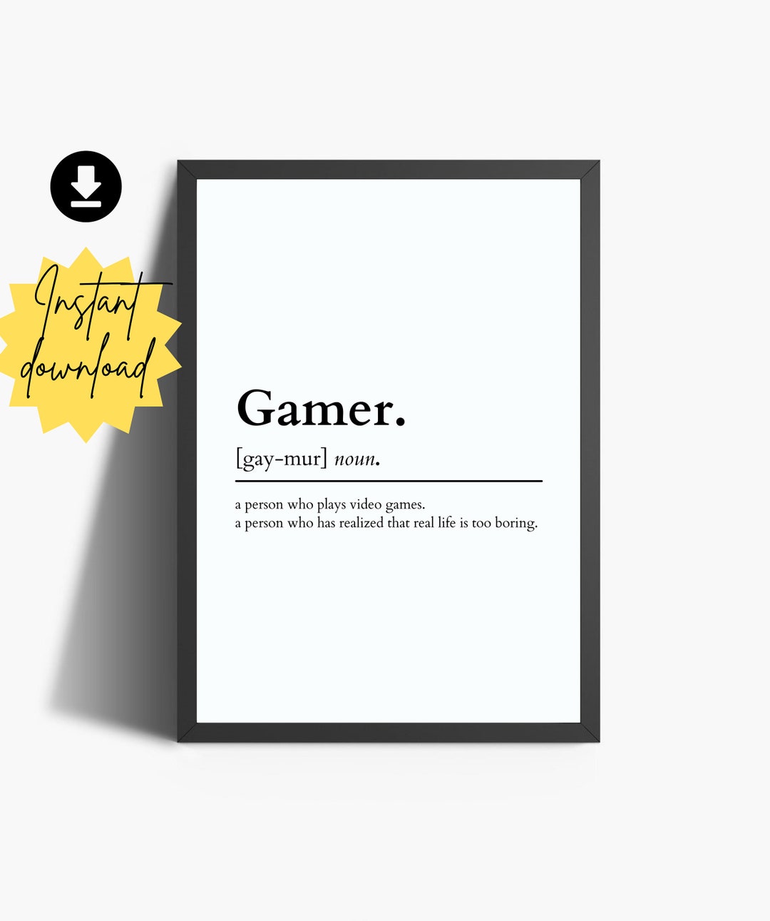 Gamer Definition Print | Game Room Decor | Gaming Quotes | Gaming Wall ...