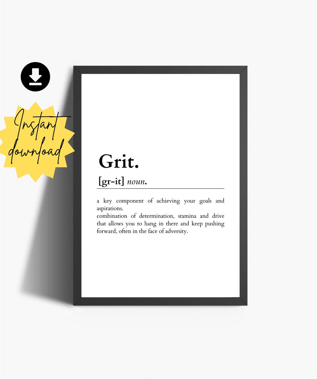 Grit Definition Print | Motivational Print | Inspirational Print | Home ...