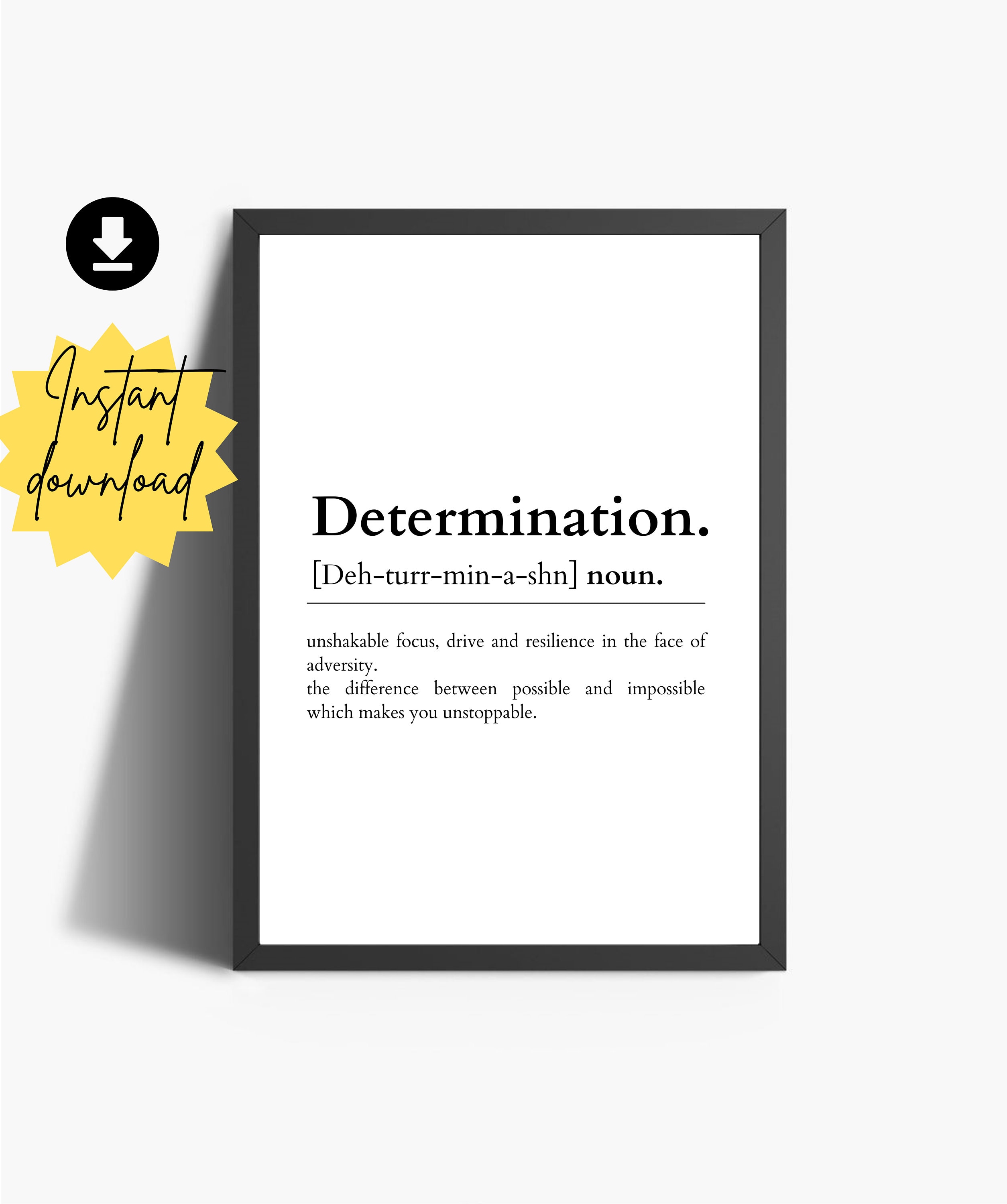 Determination Definition Print Home Office Decor Inspirational Quotes ...